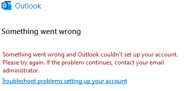 I am experiencing problems setting up a new email account in outlook ...