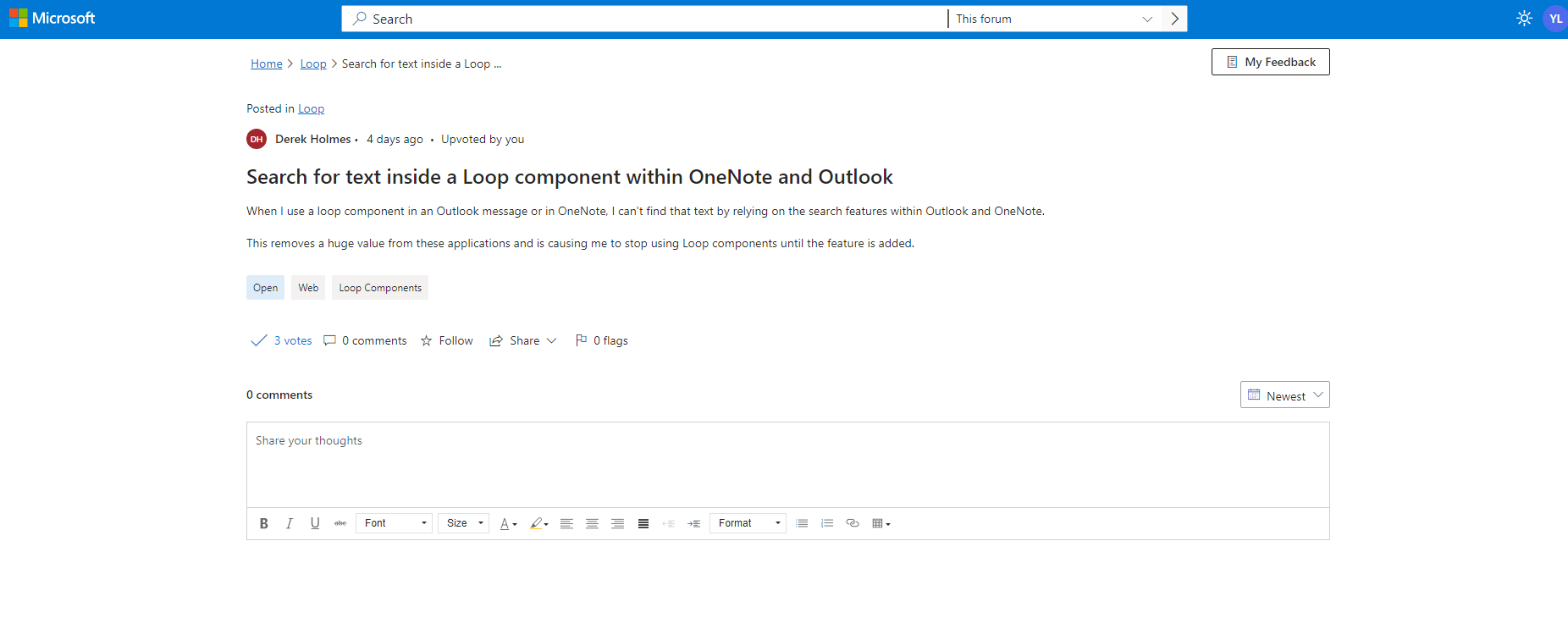 Is there a way to find text inside a Loop component within OneNote and ...