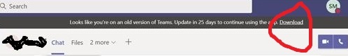 Teams error message: Looks like you're on an old version of Teams ...
