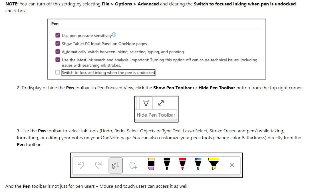 How do you remove the text pen in Onenote - Microsoft Q&A