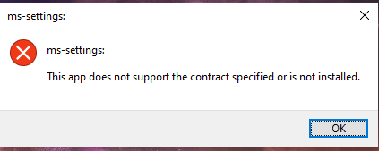 ms-settings error - Microsoft Q&A