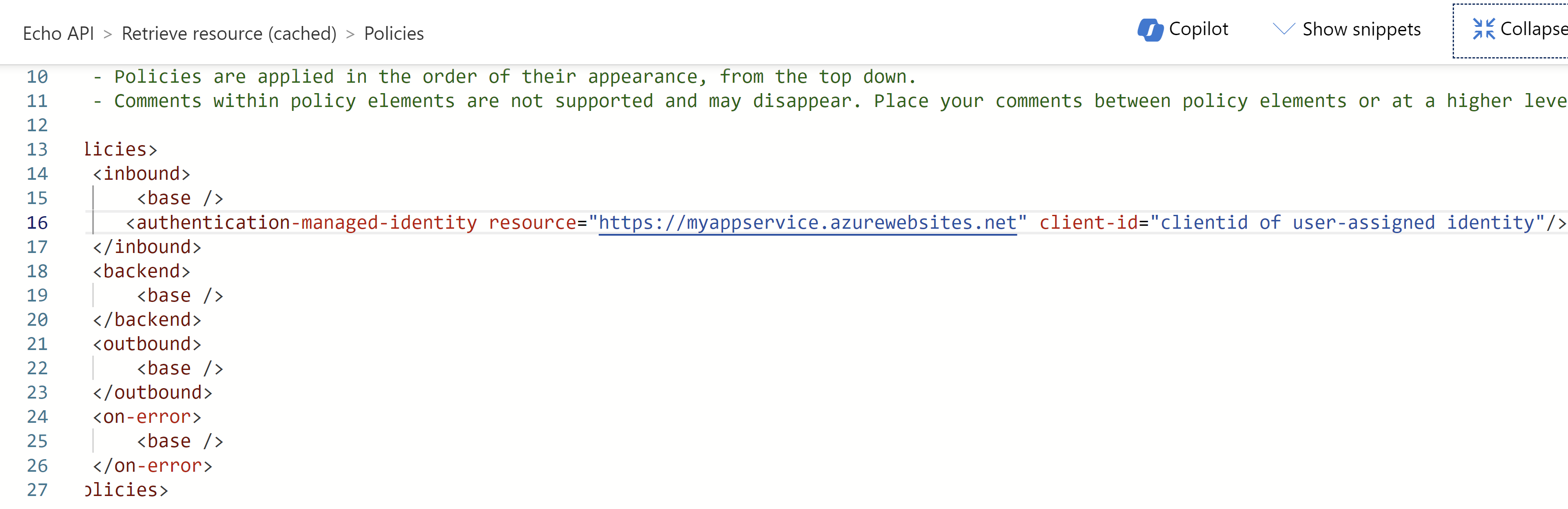 APIM authentication-managed-identity policy examples - Microsoft Q&A