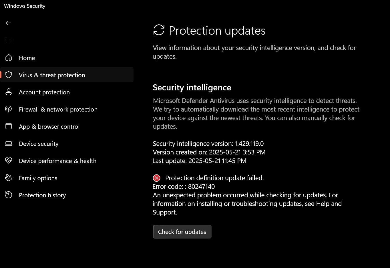 Error Code 80247140 - Microsoft Q&A