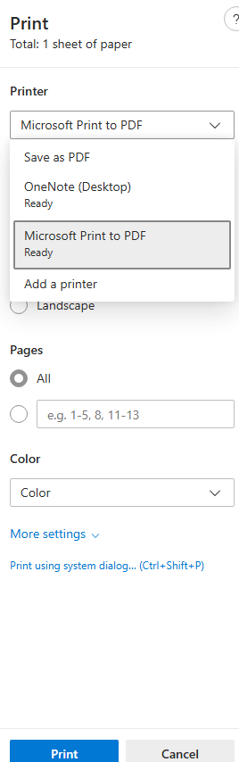 When in Office Online, How do I print a Word document in Word and not a ...