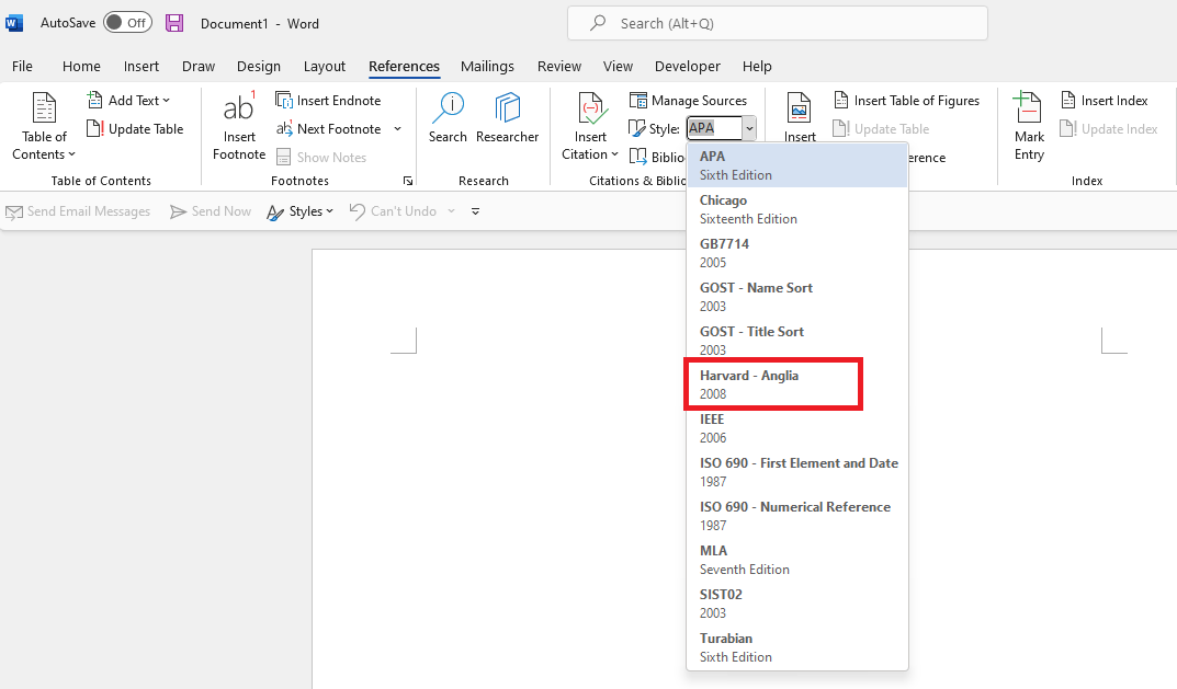 Word will not provide Harvard as a reference style - Microsoft Q&A
