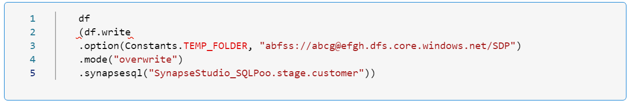 I have a dataframe in Synapse Apache spark pool and I want to create a ... I have a dataframe in Synapse Apache spark pool and I want to create a ...
