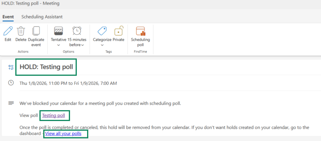 Outlook diary poll - I'm the organiser of a diary poll but now can't ...