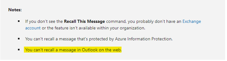 How to Recall a sent mail to a contact outside my organization? - Microsoft Q&A