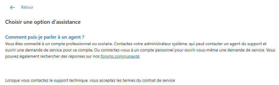Contacter le support - Microsoft Q&A