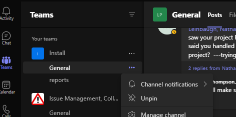 Teams missing 'pinned' channels at the top of the sidebar - Microsoft Q&A