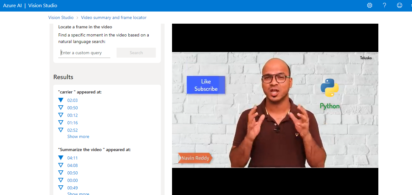 Computer vision Summarize the video option not showing for user ...