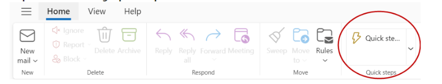 quick steps in outlook 2024 is missing, help locating or how to add ...