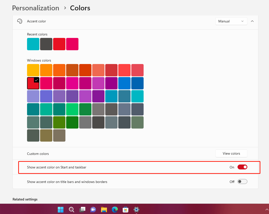 Task bar color - Microsoft Q&A