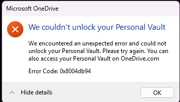 Cannot access OneDrive Personal Vault - Microsoft Q&A