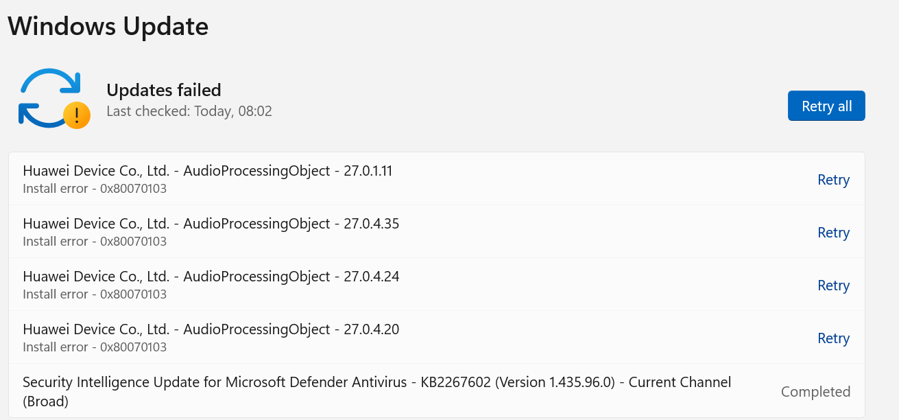 windows 11 pro update Install error - 0x80070103 - Microsoft Q&A