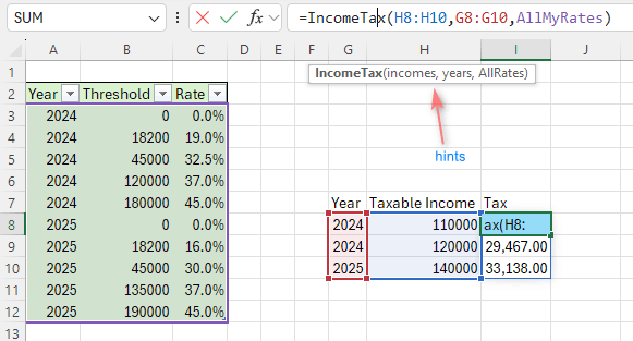 Calculating Tax due for any particular year from a dataset with ...