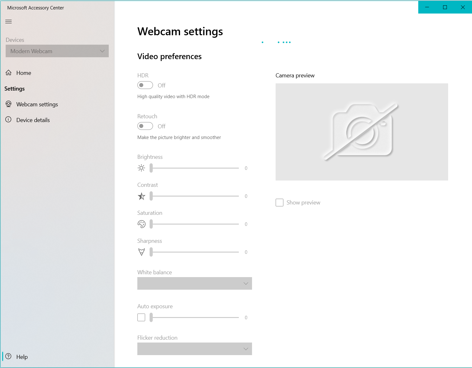 Microsoft Modern Webcam - Microsoft Accessory Center not able to ...