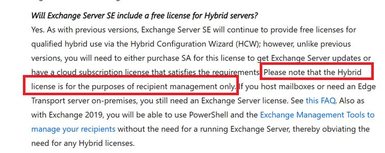 Exchange hybrid management with Exchange SE? - Microsoft Q&A