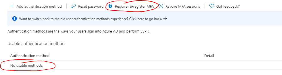 MFA - no "I want to set up a different method" option during first user ...