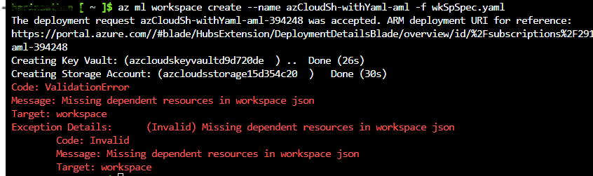 Missing Dependent Resources In Workspace Json Error Stops Me From Creating Azure Machine