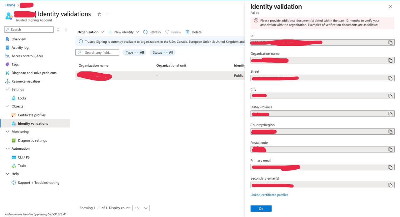 How to upload documents to Identity validations in Trusted Signing ...