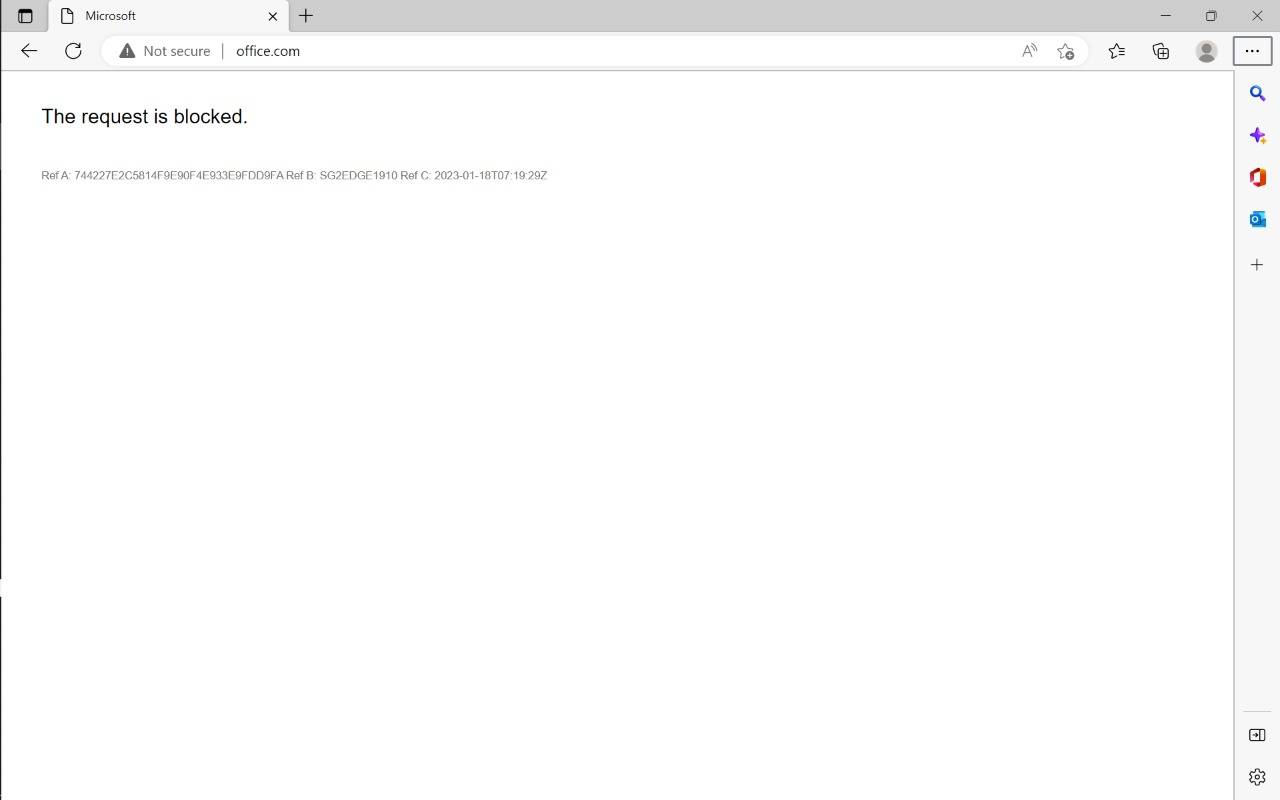 The request is blocked. Ref A: 6C8EC798921C4A6EA65FA66233537254 Ref B ...