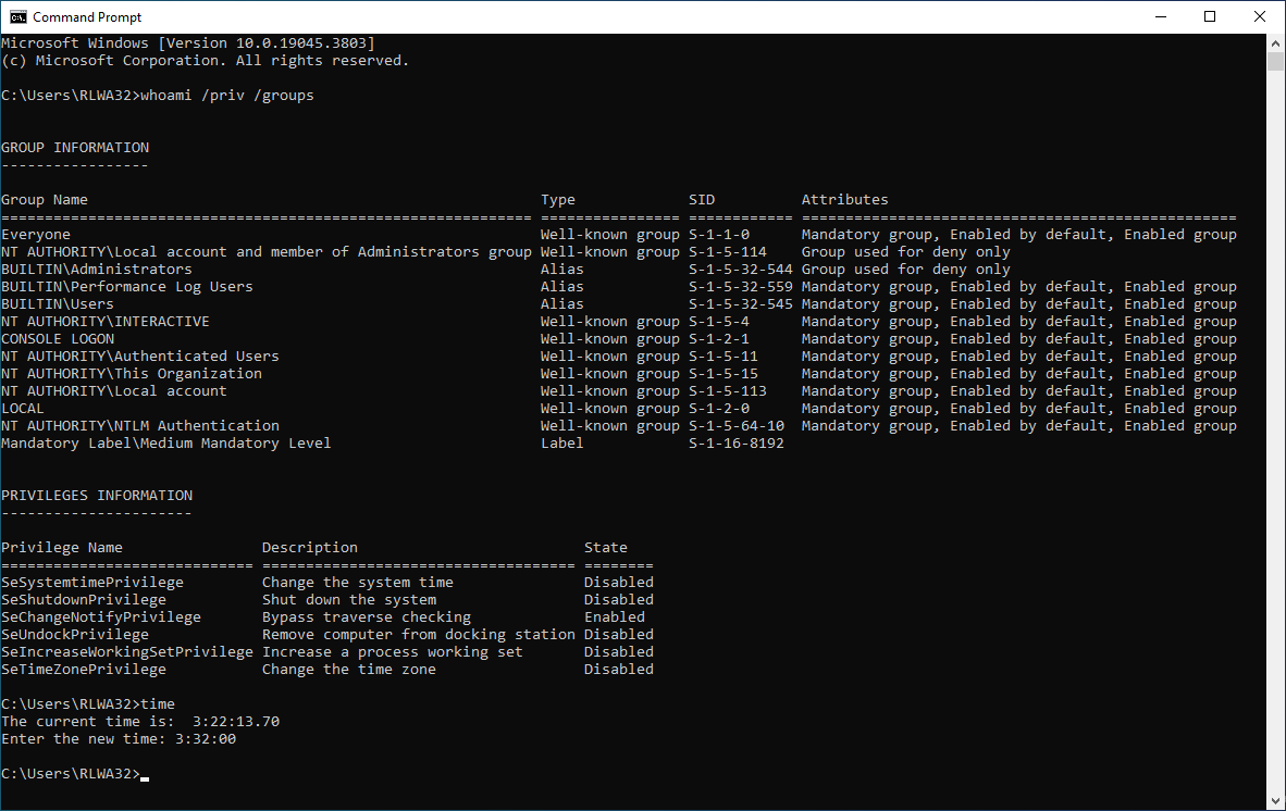 SetSystemTime() SetLocalTime() failed ERROR_PRIVILEGE_NOT_HELD 1314 (0x522) A required privilege ...