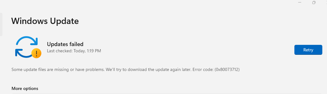 Error code: (0x80073712) in Windows 11 - Microsoft Q&A