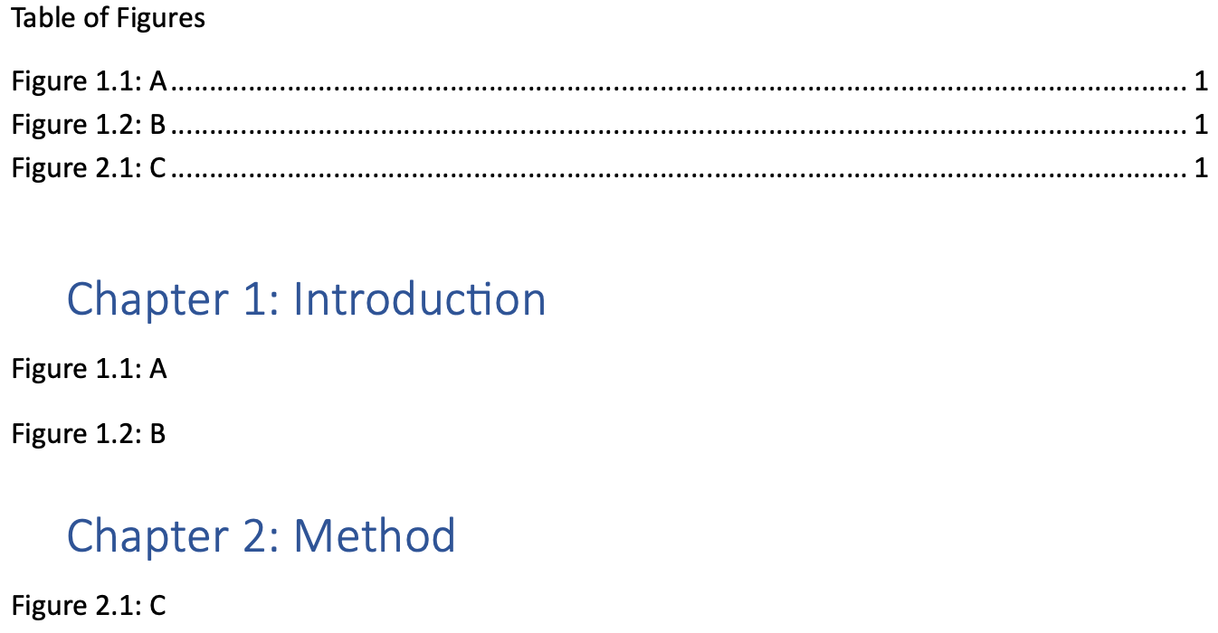 Create a table of figures where the numbering is not consecutive ...