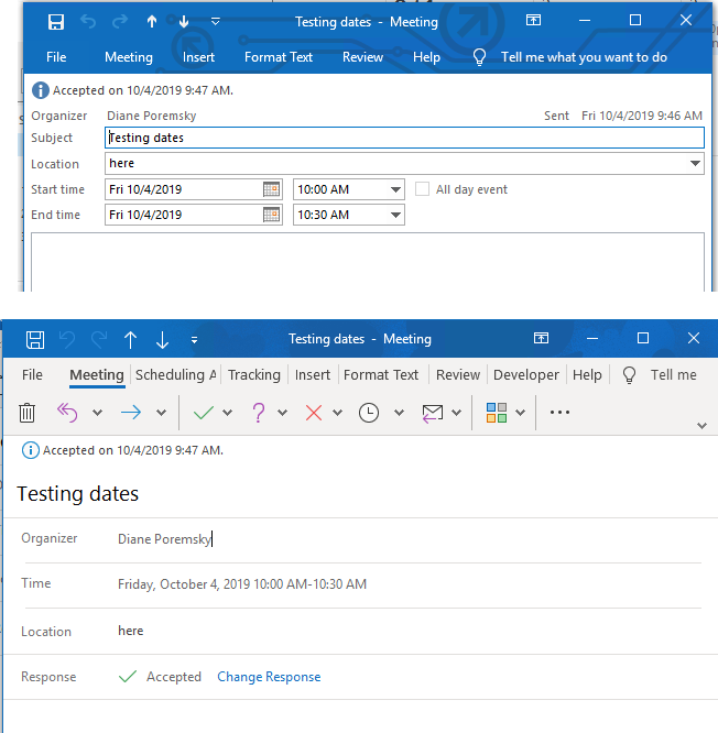 Display sent date & time on outlook calendar appointments/meetings ...