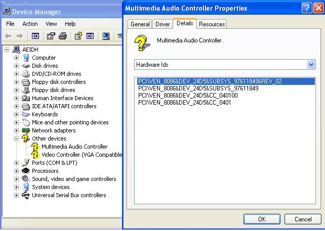 Multimedia Audio Controller, and Video Controller(VGA compatible) are ...