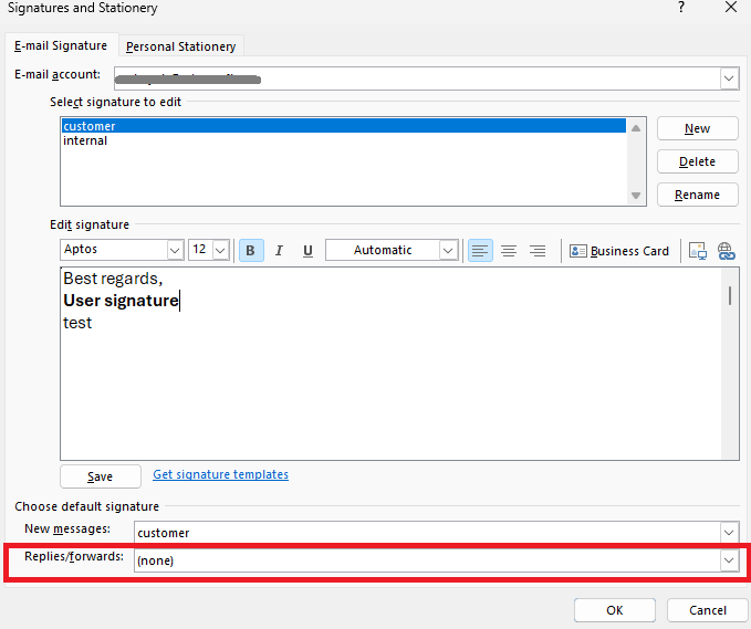 Outlook app - turn off signature on replies and forwards - Microsoft Q&A
