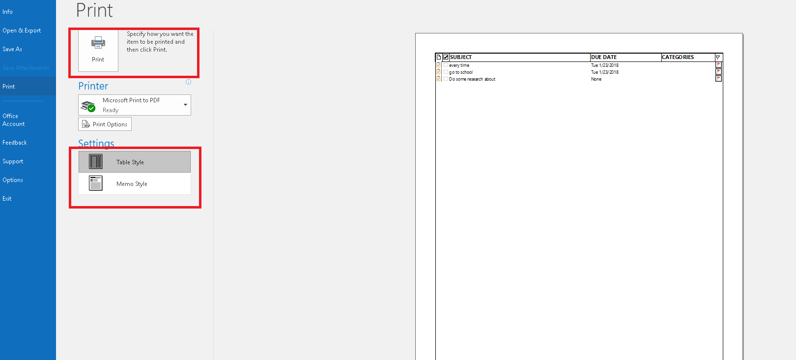 How to print off Task List on Office 365 - Microsoft Q&A
