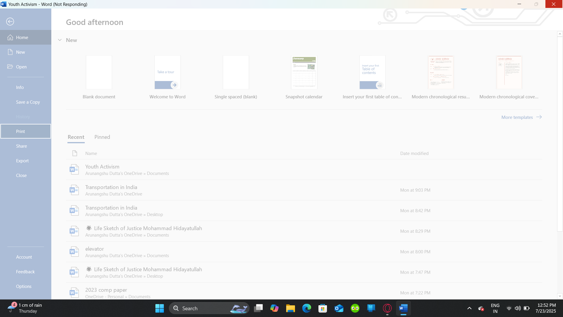 Word Crashes When Attempting to Print - Microsoft Q&A