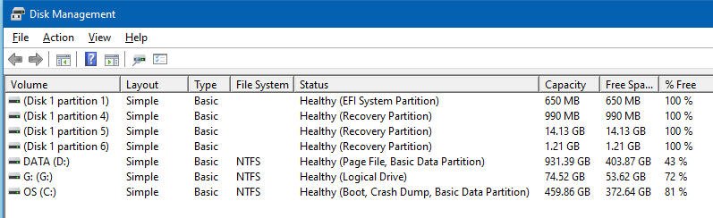 Disk Management partition free space - Microsoft Q&A