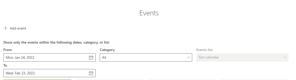SharePoint Events Page - Microsoft Q&A
