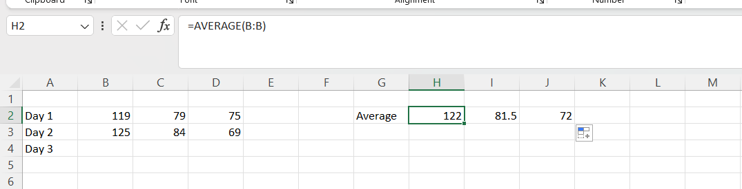 Excel spreadsheet average of cells containing multiple variables ...