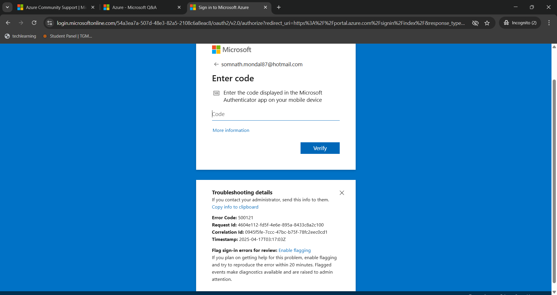 Can not access my personal existing Azure Account? - Microsoft Q&A