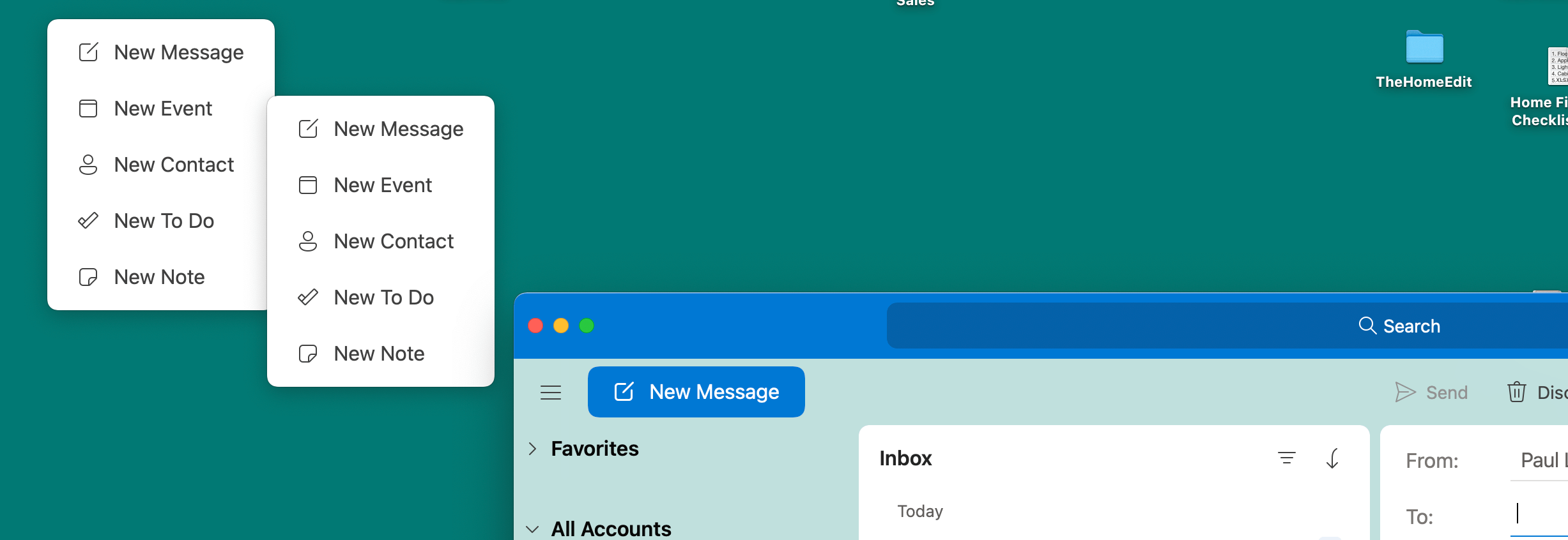"New Message" Tile Floats in Desktop Screen - New Outlook for Mac in ...
