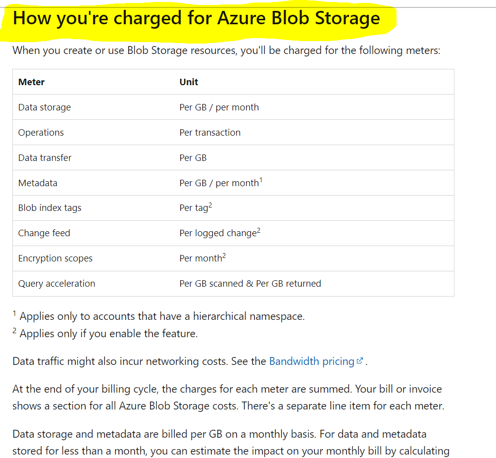 Storage Account - Billing details - Microsoft Q&A