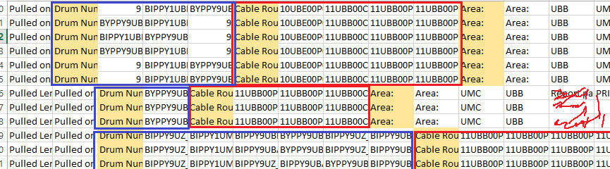 How to get the next cells of a special column with dynamic conditions and remove extra cells ...