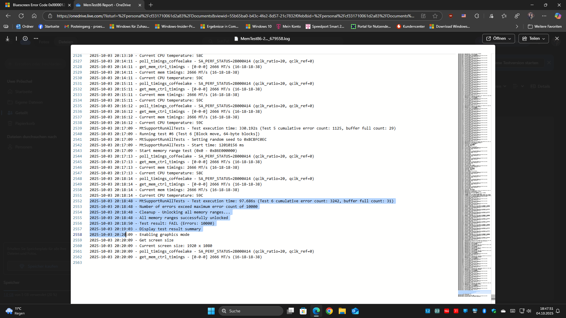 Bluescreen Error Code 0x00000124; liegt Hardwarefehler vor? - Microsoft Q&A