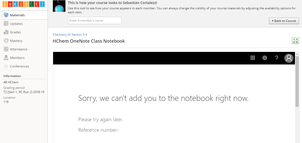 OneNote Error using Class Notebook from Schoology - Microsoft Q&A