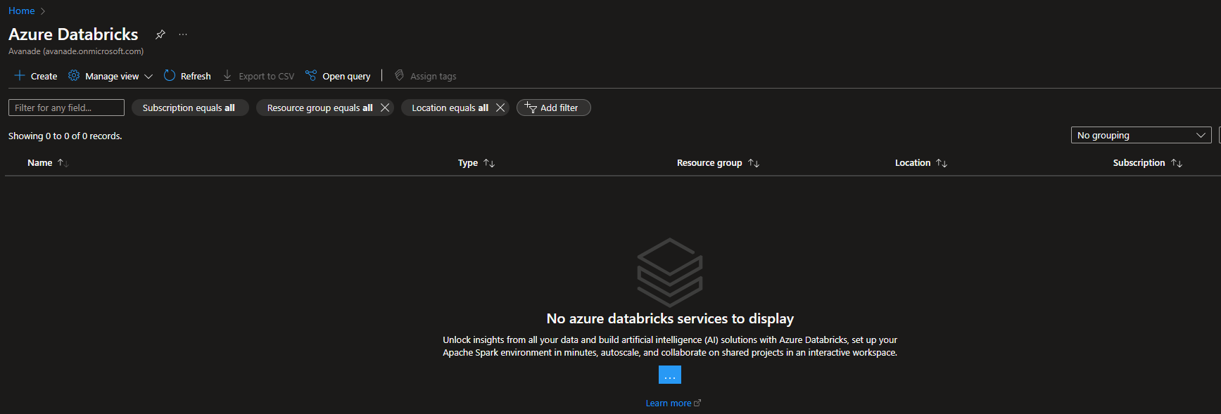 Not able to find Azure databricks workspace - Microsoft Q&A Not able to find Azure databricks workspace - Microsoft Q&A