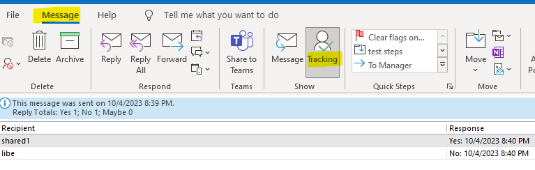 How do I see the tracking of a voting option when the email has been ...
