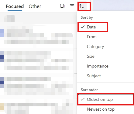 Getting to the first emails in my account. - Microsoft Q&A
