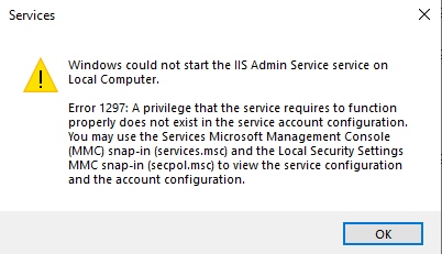 The IIS Admin Service service terminated with the following error 5010: The object already ...