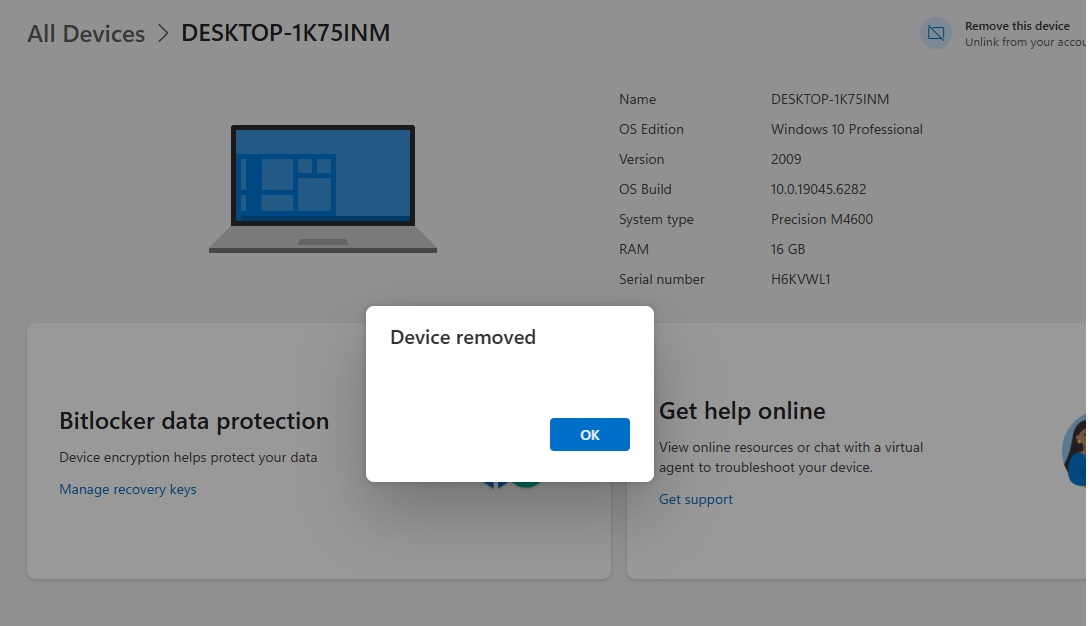 remove device from my microsoft account not working - Microsoft Q&A