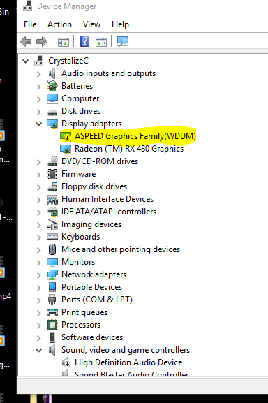 ASPEED Graphics Family(WDDM) keeps showing up in Device Manager ...
