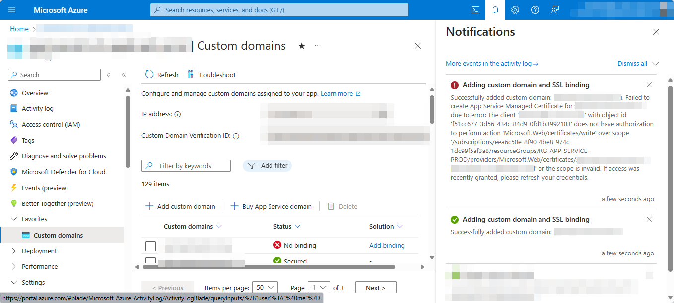 Azure App Service - Custom Domain and SSL Binding - Microsoft Q&A